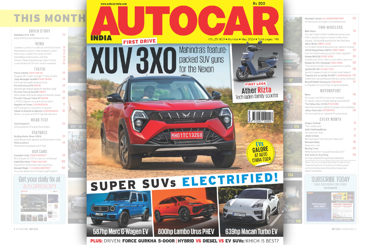 mahindra xuv300, Autocar India magazine May 2024 price, Thar rival Force Gurkha review and more ...